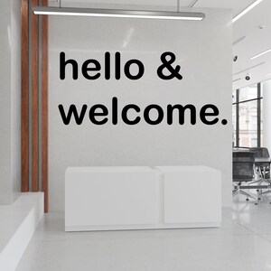 Hello Welcome Sign Office Wall Decal, Hello Decal, Office Wall Art ...