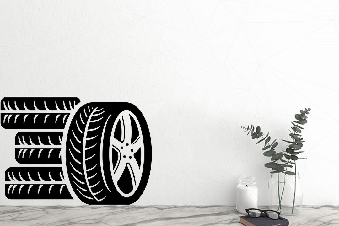 Wheels Wall Decal Tires Wall Vinyl Sticker Art Garage Wall Decor Tyres ...