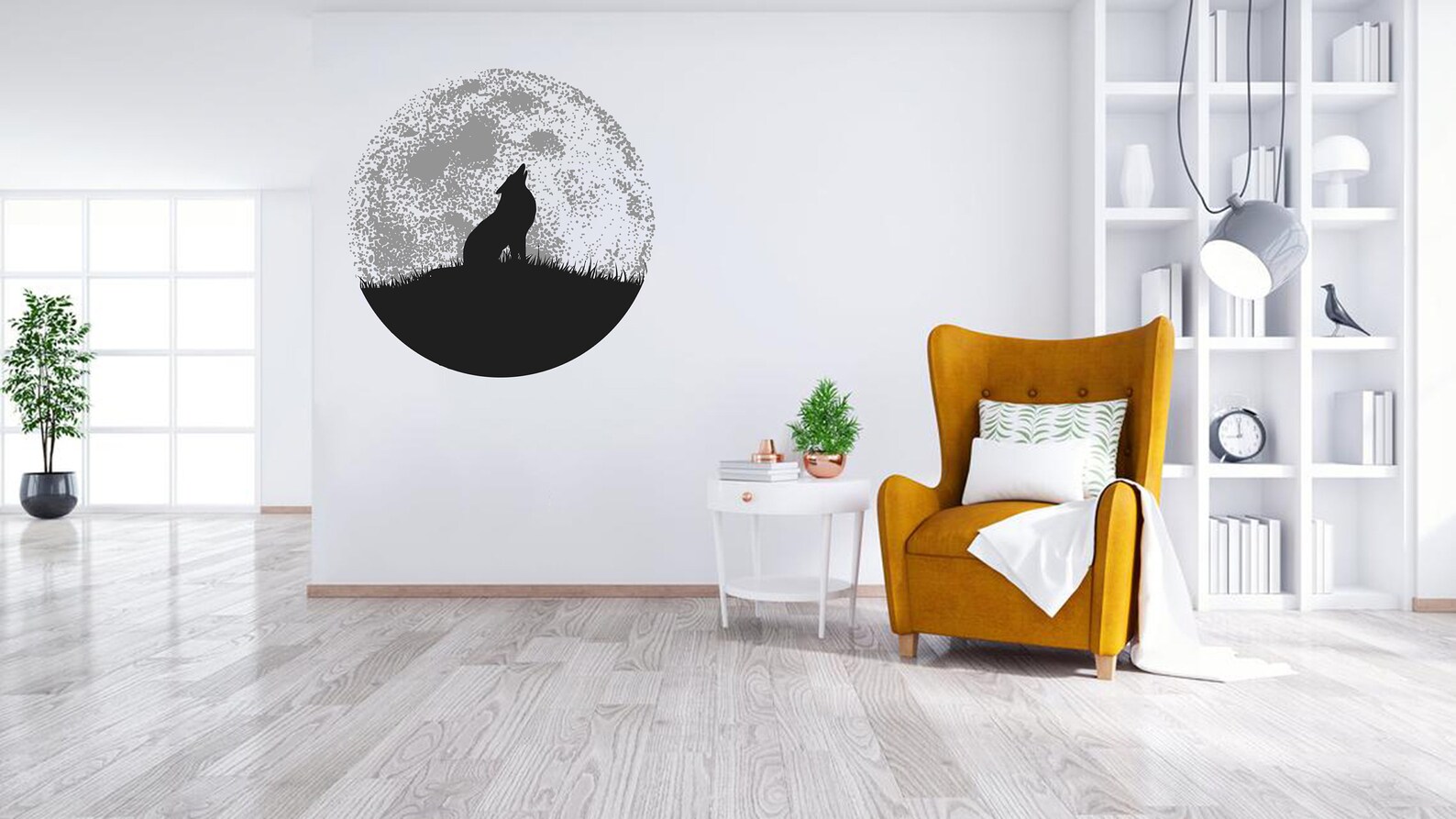 Howling Wolf Moon Wall Art Decor Sticker Wolf wall decal Wolf | Etsy