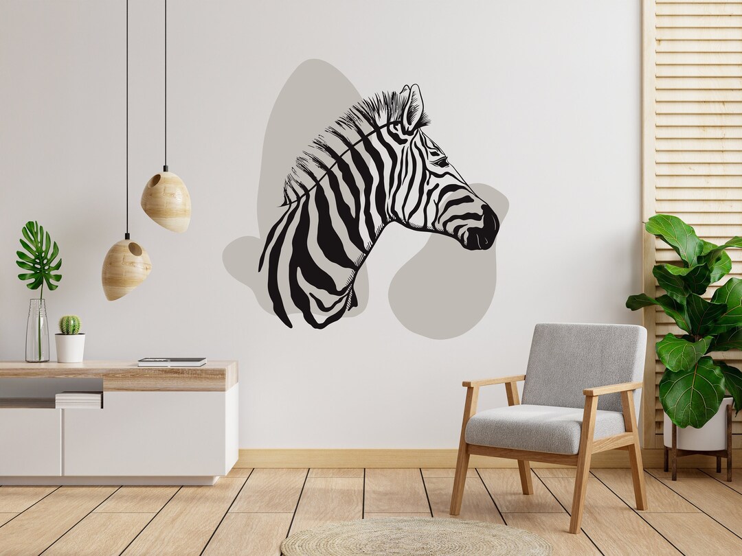 Zebra Wall Art Decal Boho Zebra Wall Sticker African Animal Safari ...