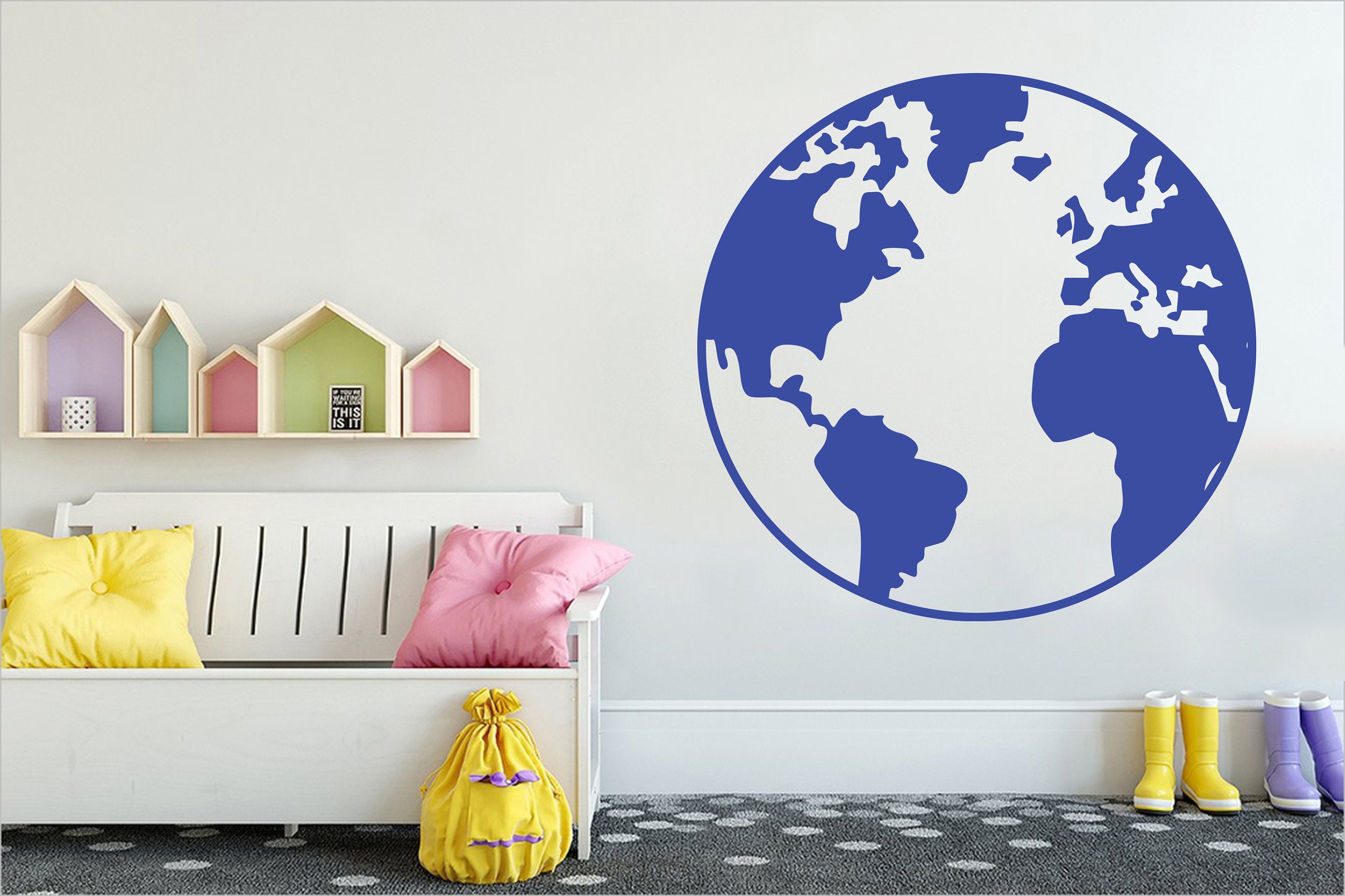 Earth Wall Decalsglobe Planet Wall Decalworld Map Wall - Etsy