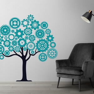 Tree Gear Wall Office Decor Office Wall Decal Technology - Etsy