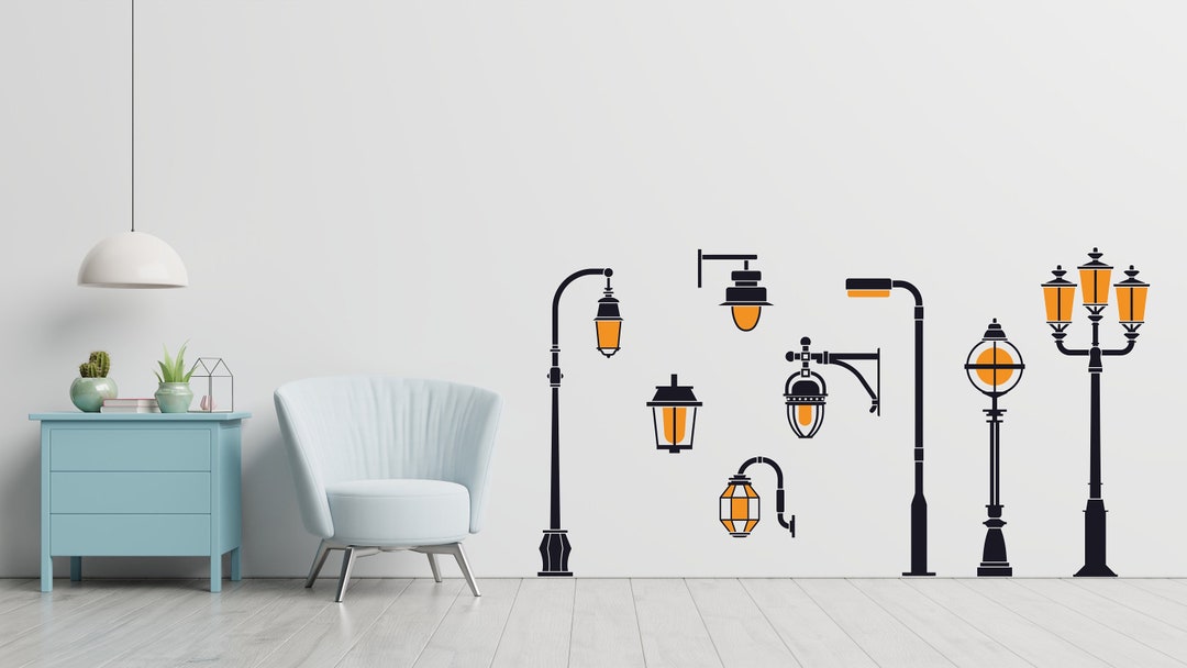 Street Lamps Set, Road Lights Street Lamps Wall Decor, Street Lights ...