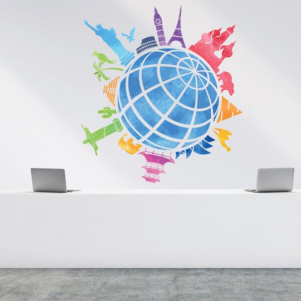 World Map Decal - Etsy