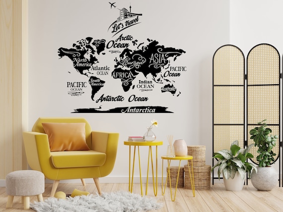 World Map Wall Decor Travel Agency Decoration world Map - Etsy