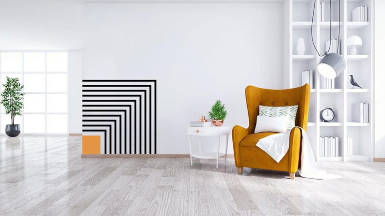 Boho Square Wall Decal Boho Wall Decal Lines Wall Decal | Etsy