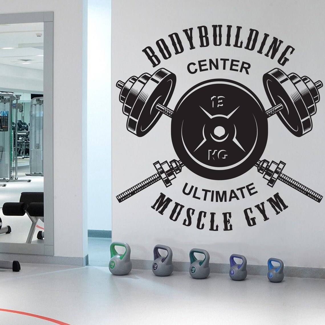 Bodybuilding Center Decal Gym Wall Stickers Bodybuilder - Etsy