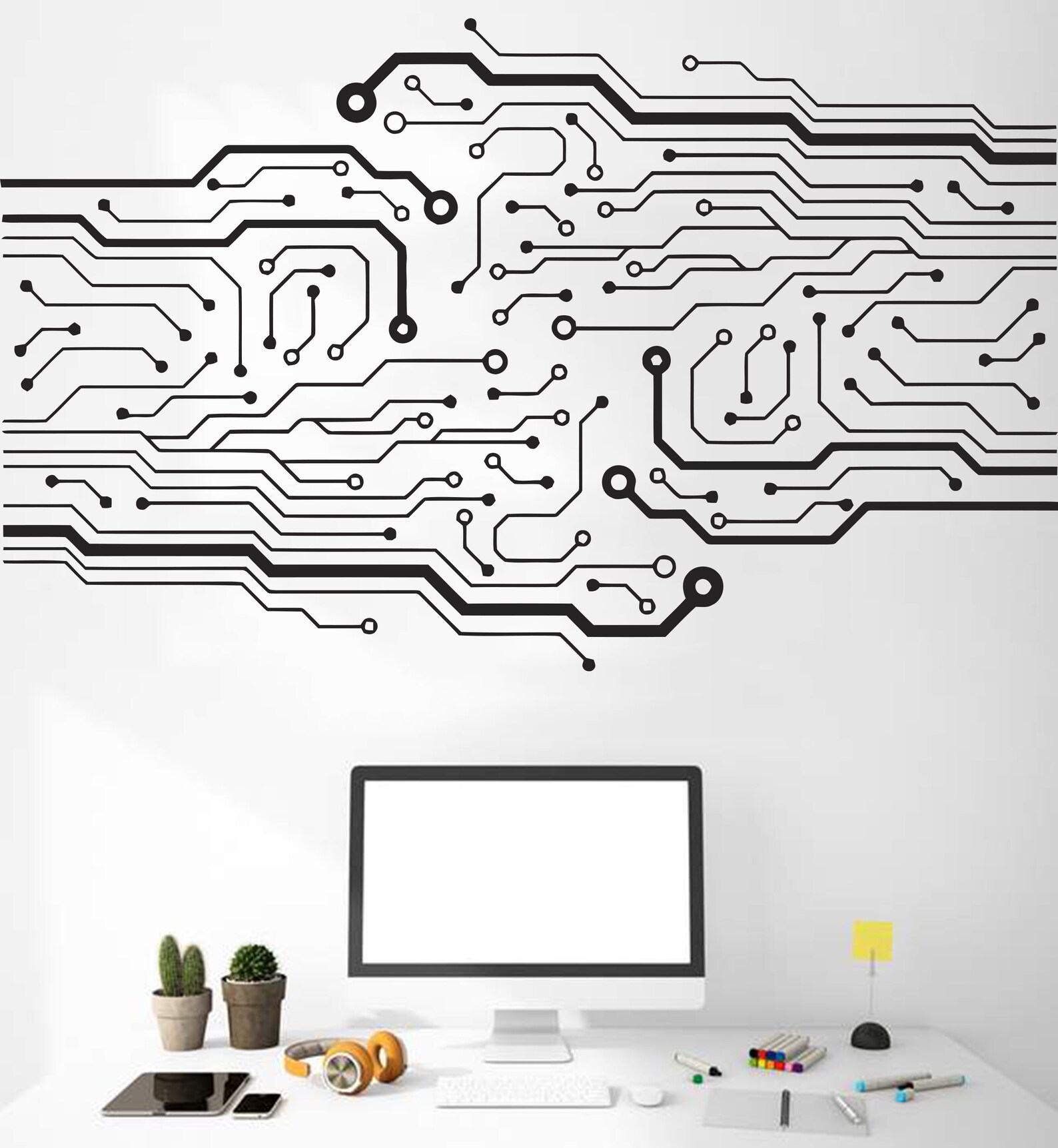 Circuit Board Wall Decal Technology Vinyl Wall Art Decals - Etsy