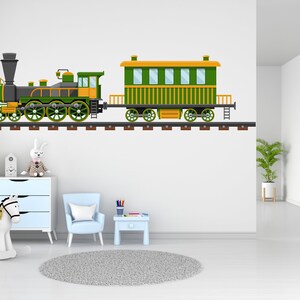 Train Wall Decal Vinyl Steam Locomotive Vintage Decal Railroad Track ...