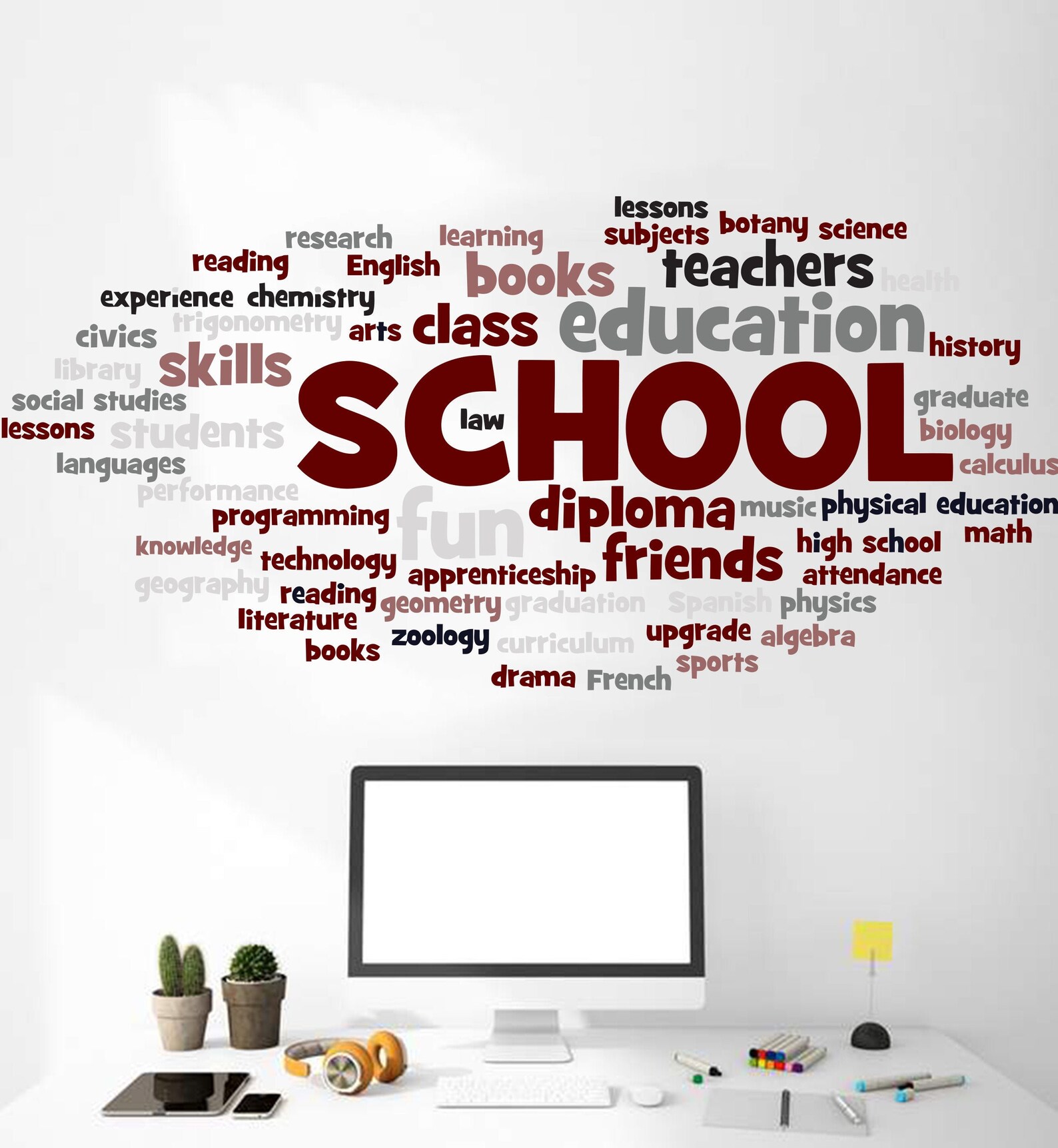 School Vinyl Wall Art Decals Library Wall Decal School Wall - Etsy