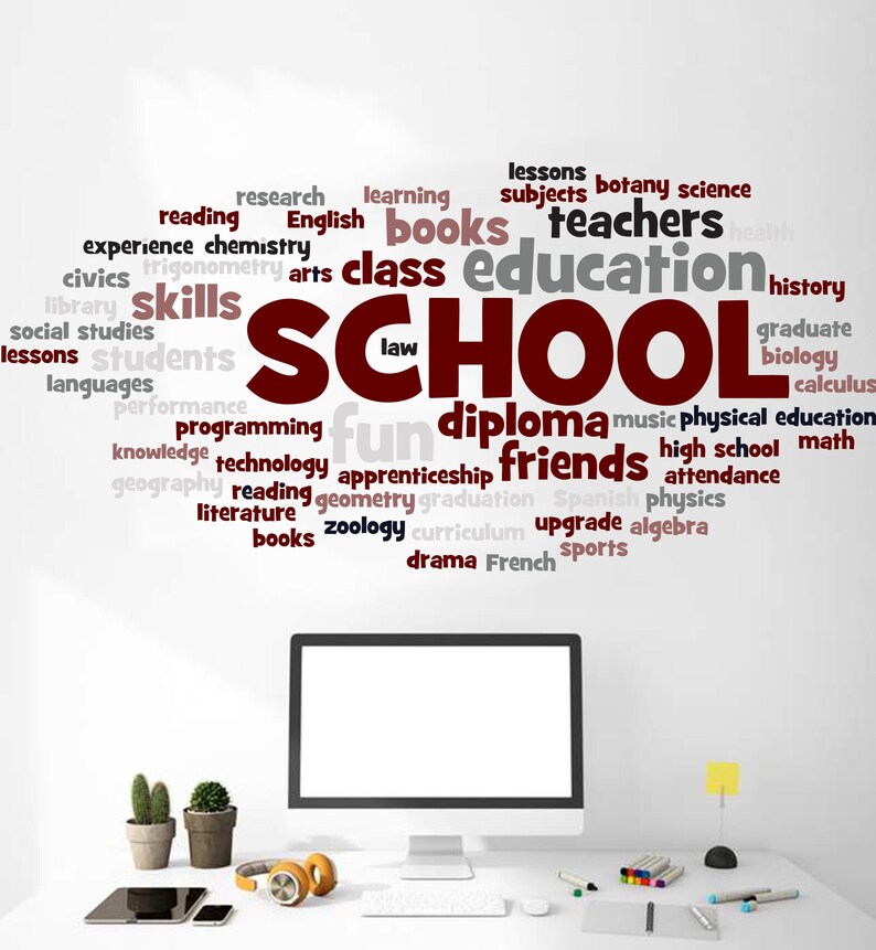 School Vinyl Wall Art Decals Library Wall Decal School Wall - Etsy