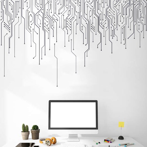 Circuit Board Wall Decal Technology Vinyl Wall Art Decals - Etsy