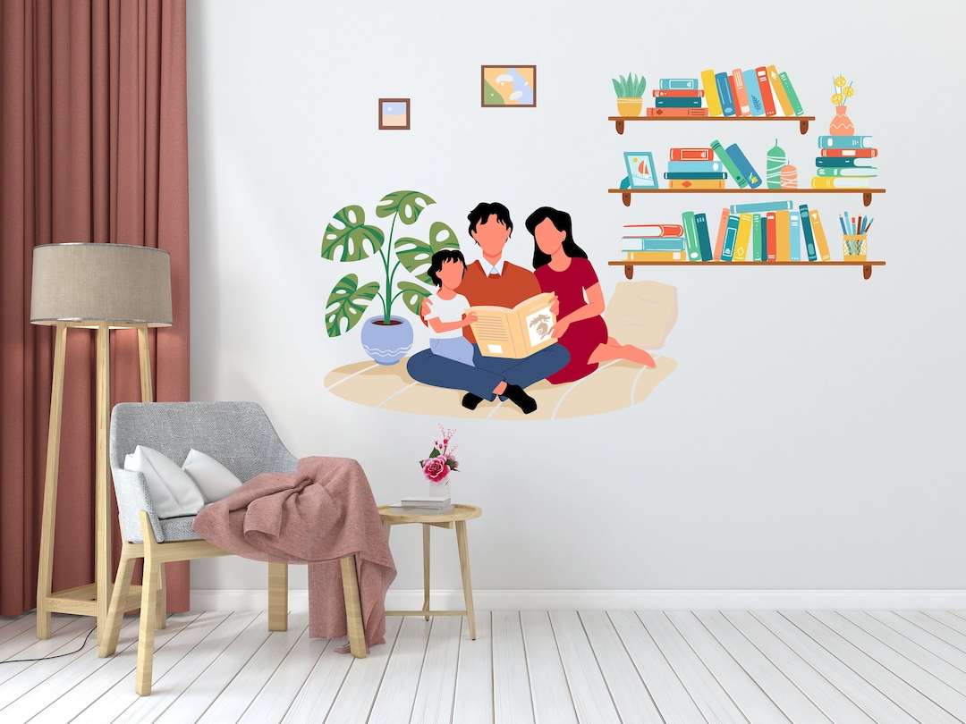 Family Library Decal, Library Wall Decor, Books Vinyl Wall Art Decal ...