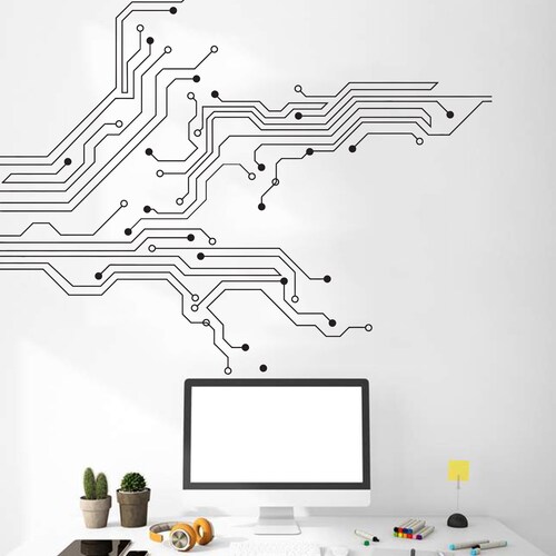 Circuit Board Wall Decal Technology Vinyl Wall Art Decals - Etsy