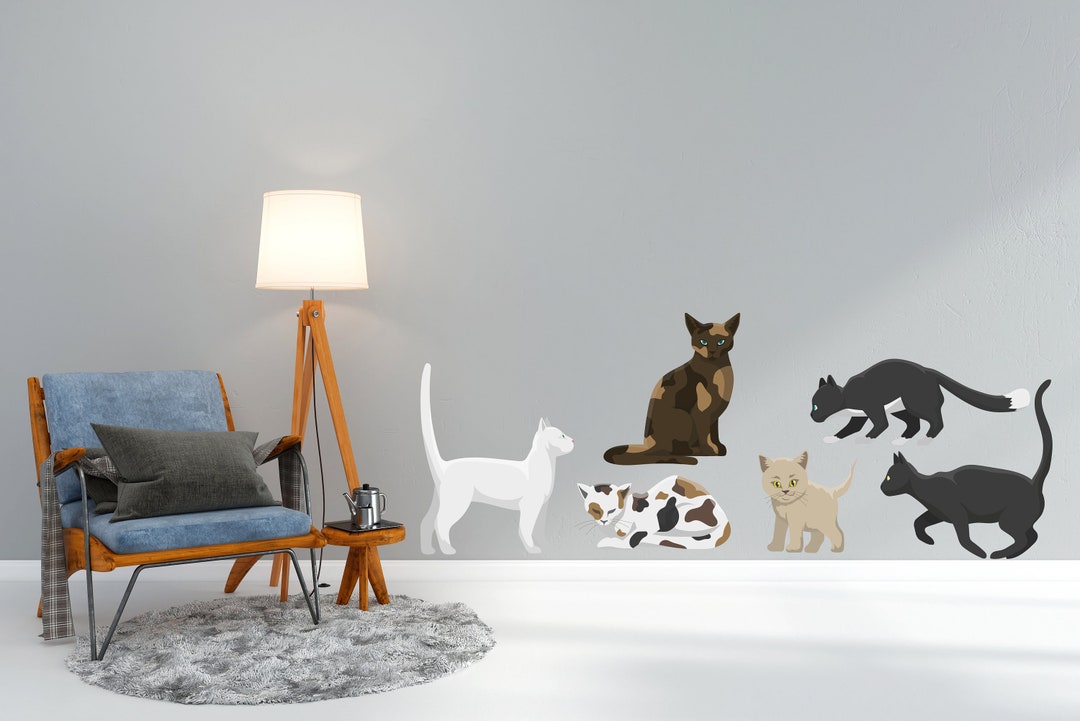 Cat Wall Decals, Cat Grooming Wall Decor, Veterinary Decals, Pet Lover ...