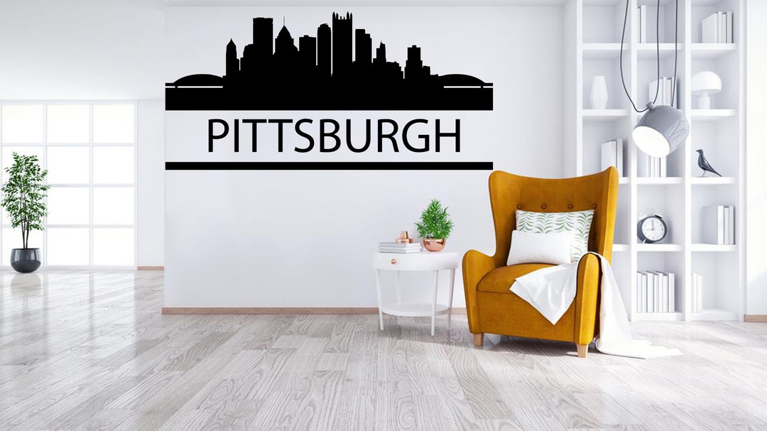 Pittsburgh City Skyline Wall Decal Vinyl Sticker City Pittsburgh Wall ...