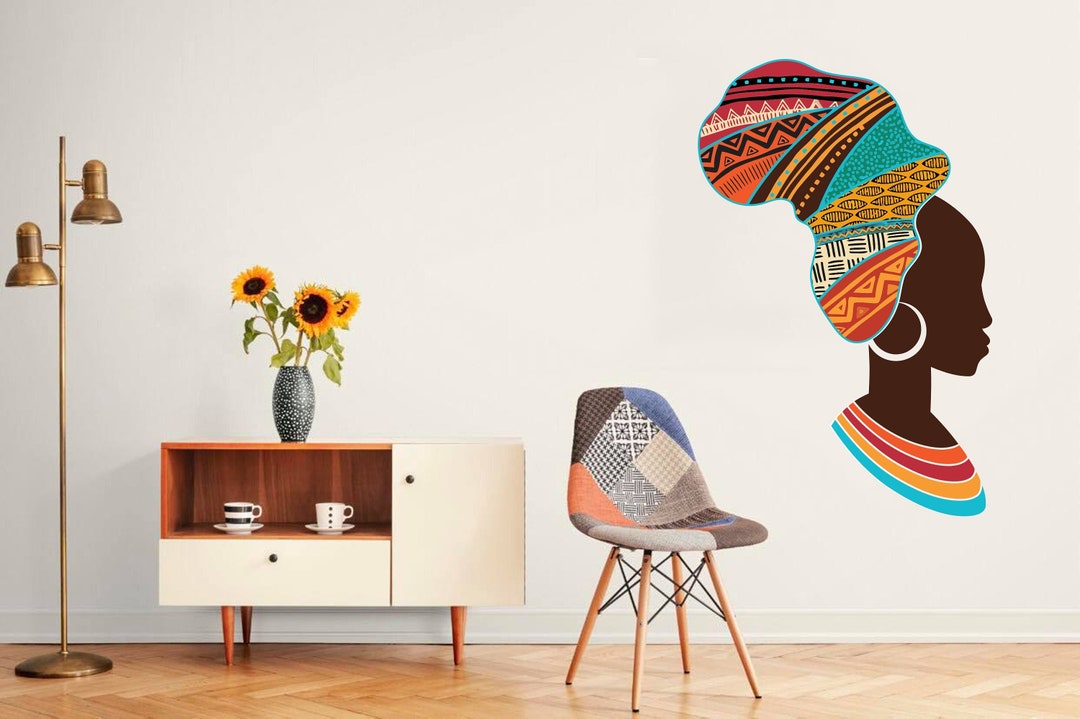 African Women Wall Decal, Africa Map Wall Art Vinyl Sticker, African ...