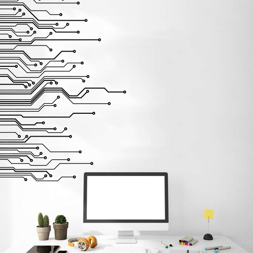 Circuit Board Wall Decal Technology Vinyl Wall Art Decals - Etsy