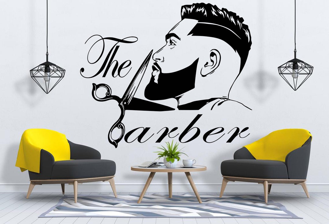 Barber Wall Decal Gentlemen’s Barber Shop Wall Decor Man Salon Haircut ...