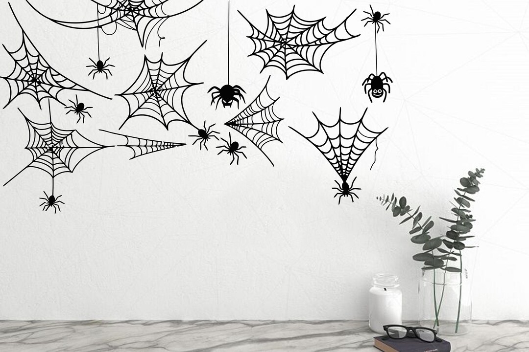 Spider Web Wall Decal Spider Web Wall Sticker Halloween Funny Scary ...