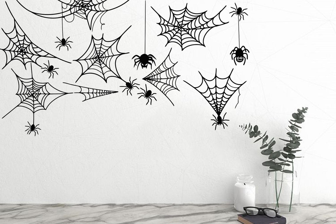 Spider Web Wall Decal Spider Web Wall Sticker Halloween Funny | Etsy