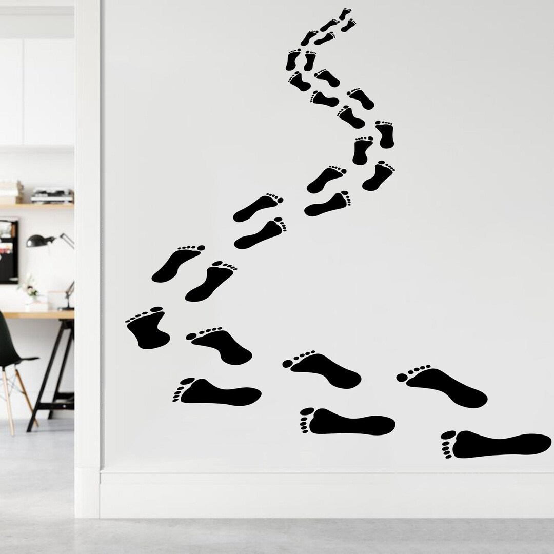Footprints Wall Vinyl Decal - Traces Legs Home Interior - Walking Wall ...