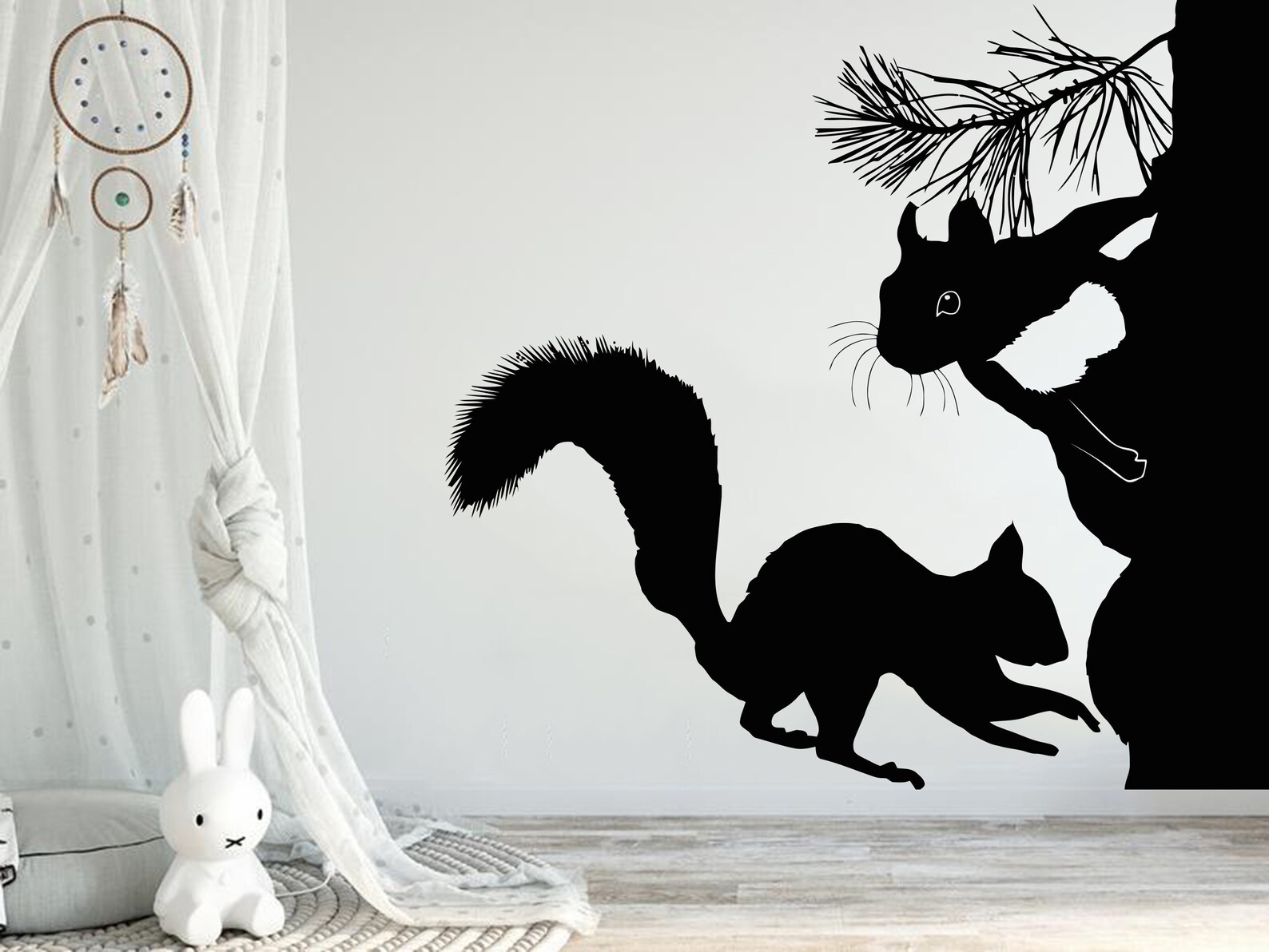 Squirrels on Tree Wall Art Stickers Tree Branch Vinyl Stickers - Etsy