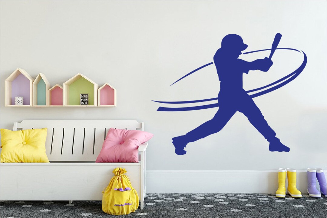 Baseball Player Wall Decal Baseball Wall Art Baseball for Kids Sports ...