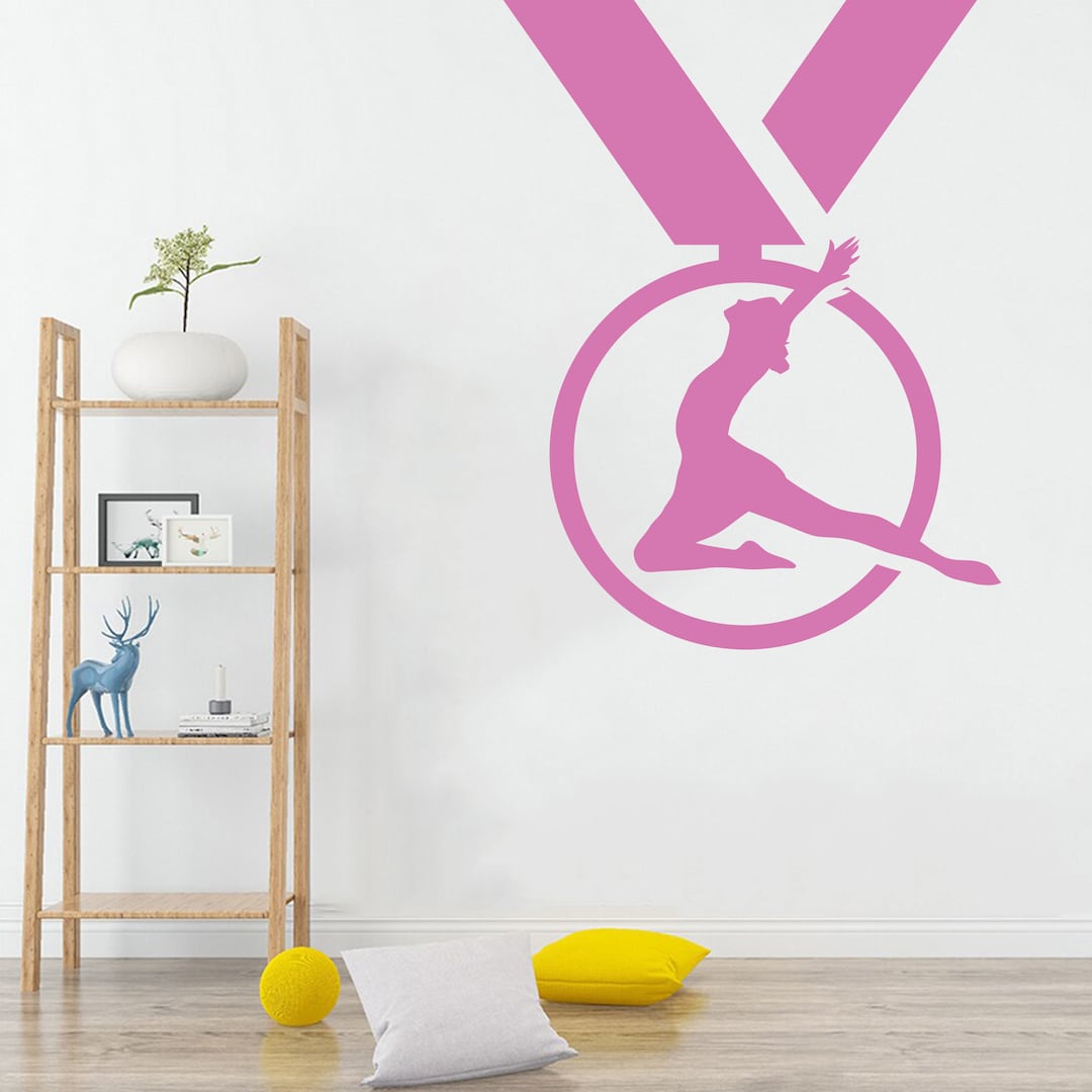 Gymnastic Medal Wall Vinyl, Gymnastics Wall Decal, Gymnast Wall Sticker ...