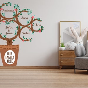 Family Tree Wall Decal - Family Names Tree Decal - Large Family Tree ...