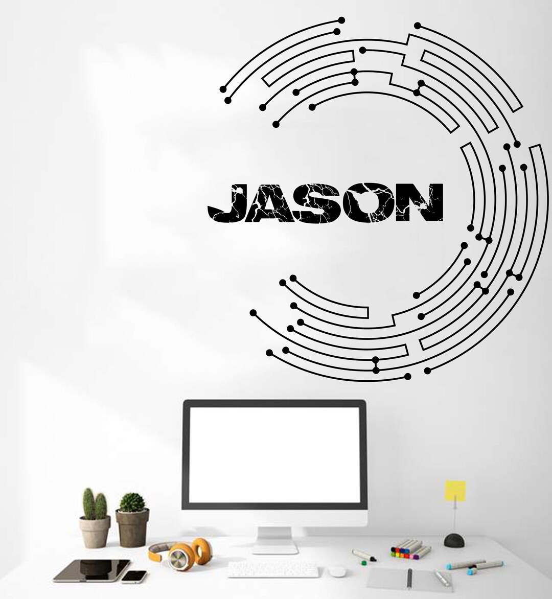 Circuit Board Wall Decal, Technology Vinyl Wall Art Decals, Gamer Room ...