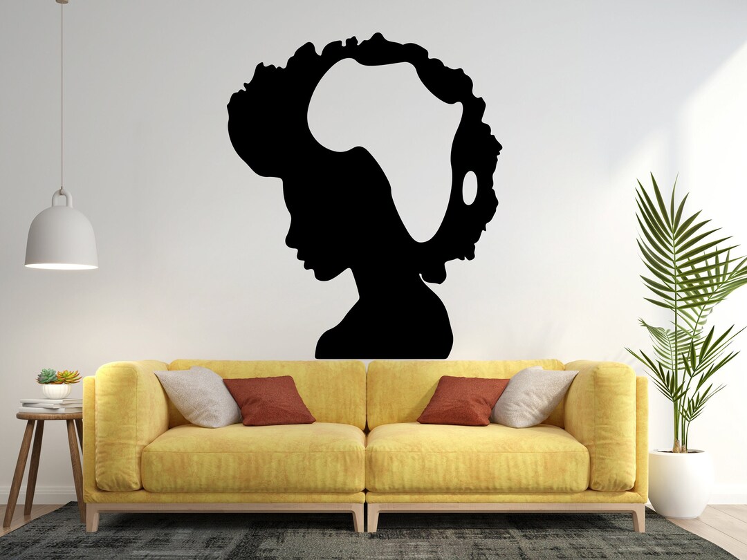 Africa Map Wall Art Vinyl Sticker, Africa Continent Wall Vinyl Decal ...