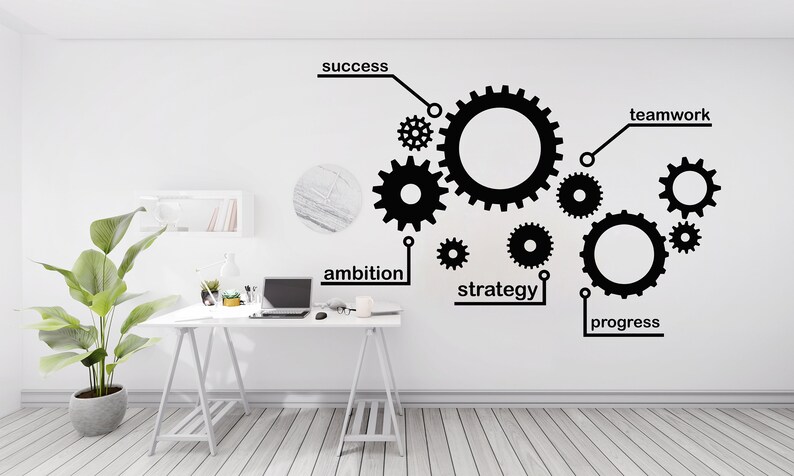 Work Office Gear Wall Decal Business Wall Decal Decoration - Etsy