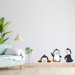 Penguins Wall Decal Penguins Set Wall Art Animals Wall Vinyl Stickers ...