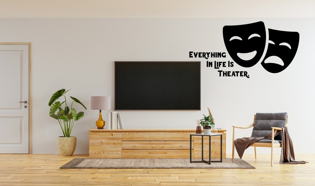 Theatre Masks Vinyl Wall Decal, Comedy Tragedy Drama Home Cinema Wall ...