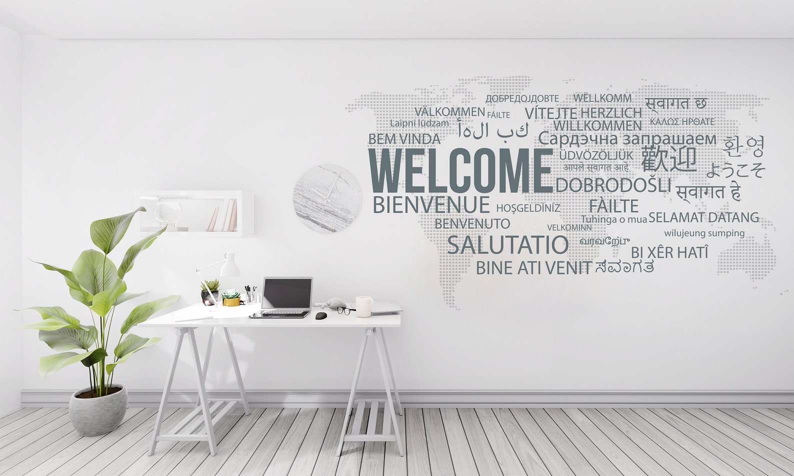 Welcome in Many Languages Sign Office Wall Decal Office Wall - Etsy