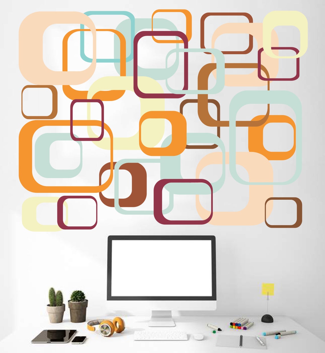 Squares Wall Decal Square Wall Sticker Office Decor - Etsy