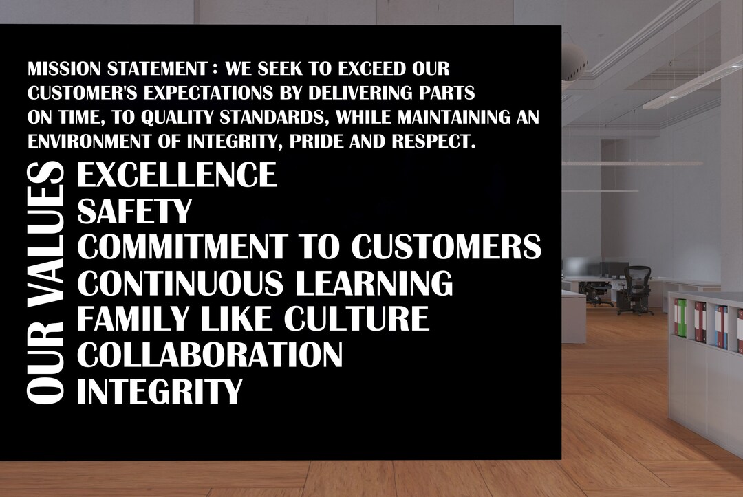 Our Values Core Values Office Wall Art, Mission Statement Motivational ...