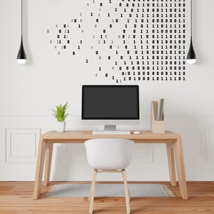 Binary Code Wall Decal, Technology Vinyl Wall Art Decals, Gamer Room ...