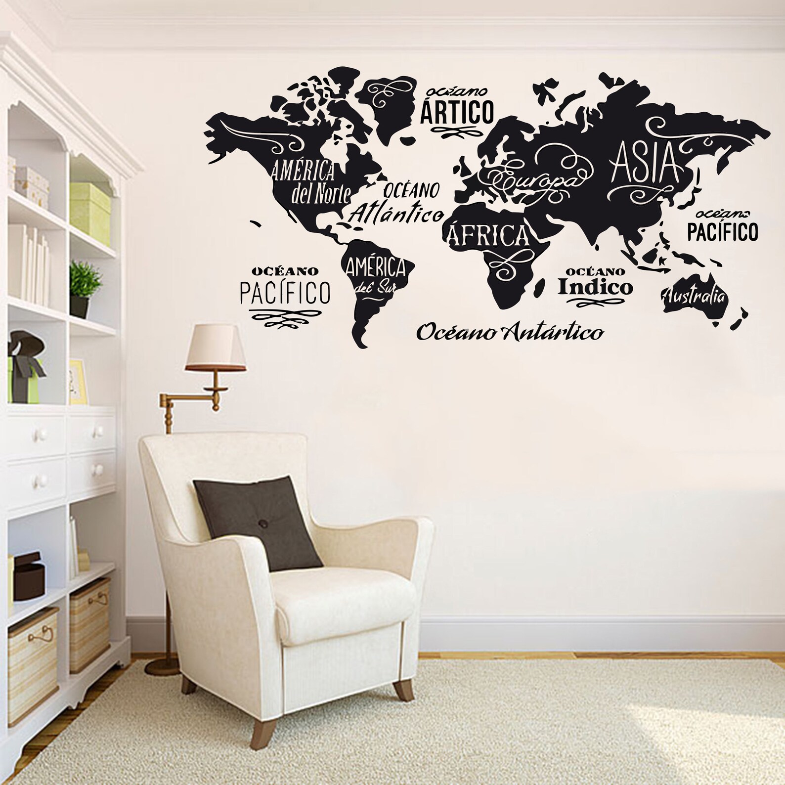 World Map Wall Decor World Map Wall Decal Geography Wall - Etsy