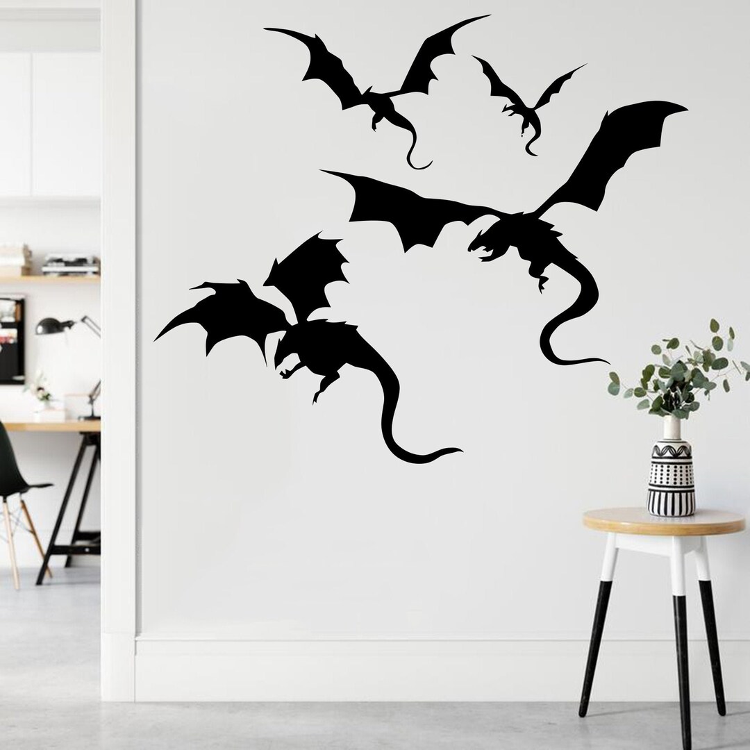 Dragon Wall Decals Flying Dragons Vinyl Wall Decal Animals Wall Vinyl ...