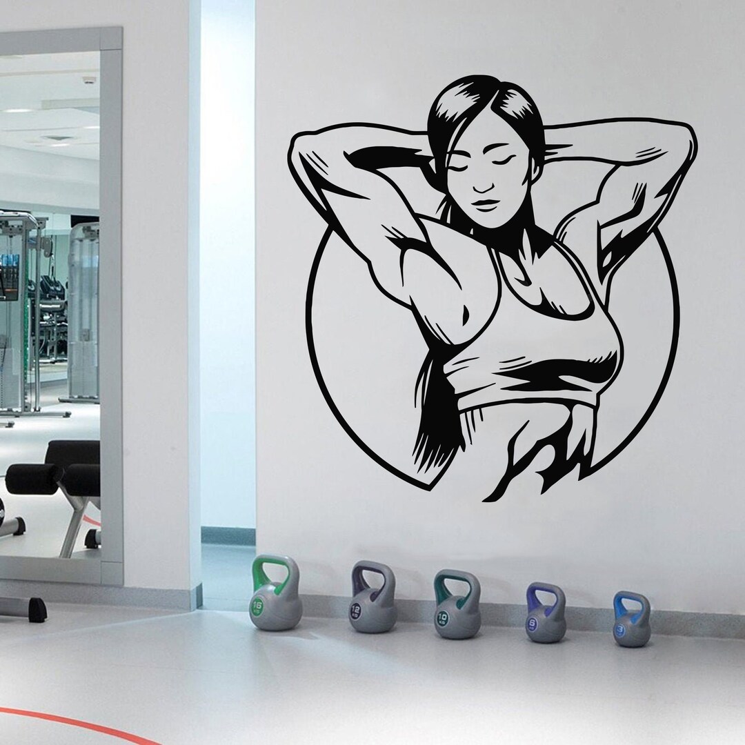 Beautiful Muscular Gym Girl Wall Decal, Fitness Girl Decor, Workout ...
