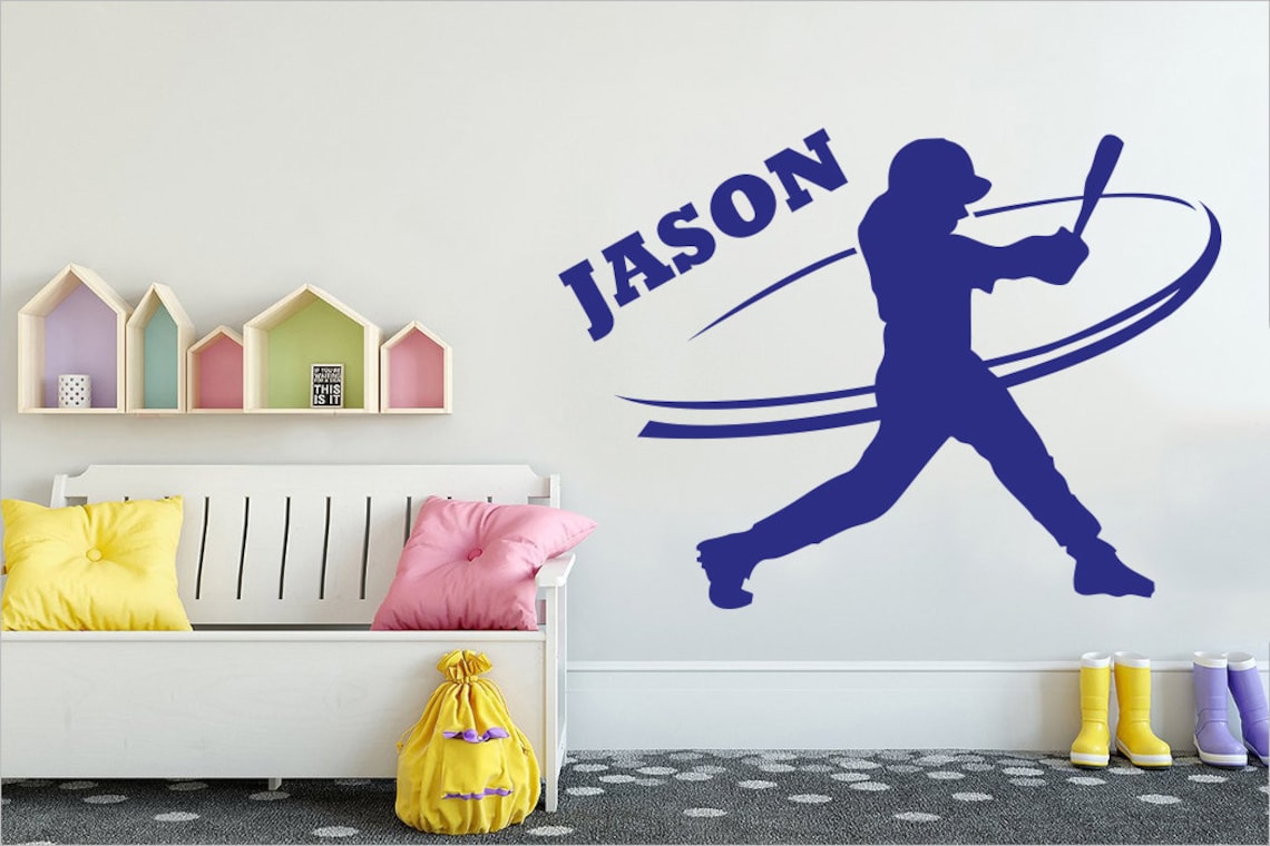 Wall Vinyl Decal Home Decor Art Sticker Baseball Hitter Player | Etsy