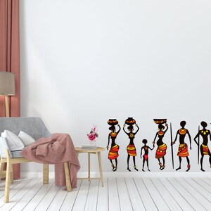 African Tribe Wall Art Vinyl Sticker, African Style Wall Mural Decor ...
