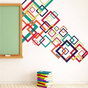 Squares Wall Decal, Square Wall Sticker Office Decor, Geometric Wall ...