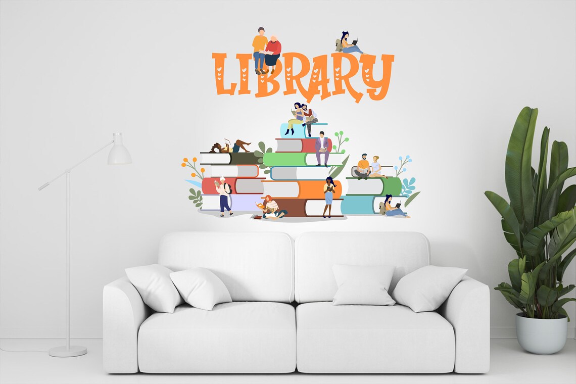 Library Vinyl Wall Art Decal Library Wall Decal Education | Etsy