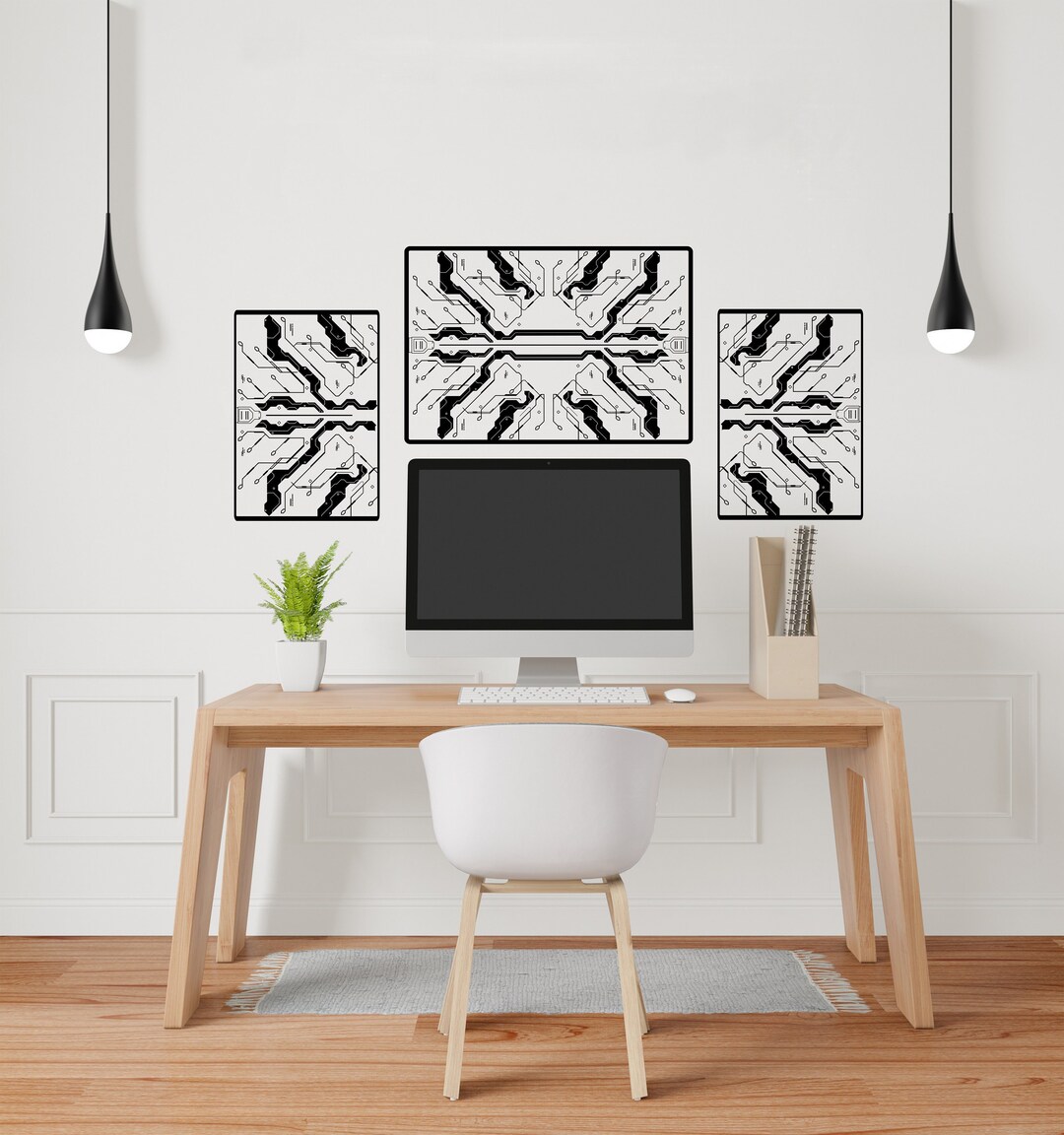 Circuit Board Wall Decal, Technology Vinyl Wall Art Decals, Gamer Room ...
