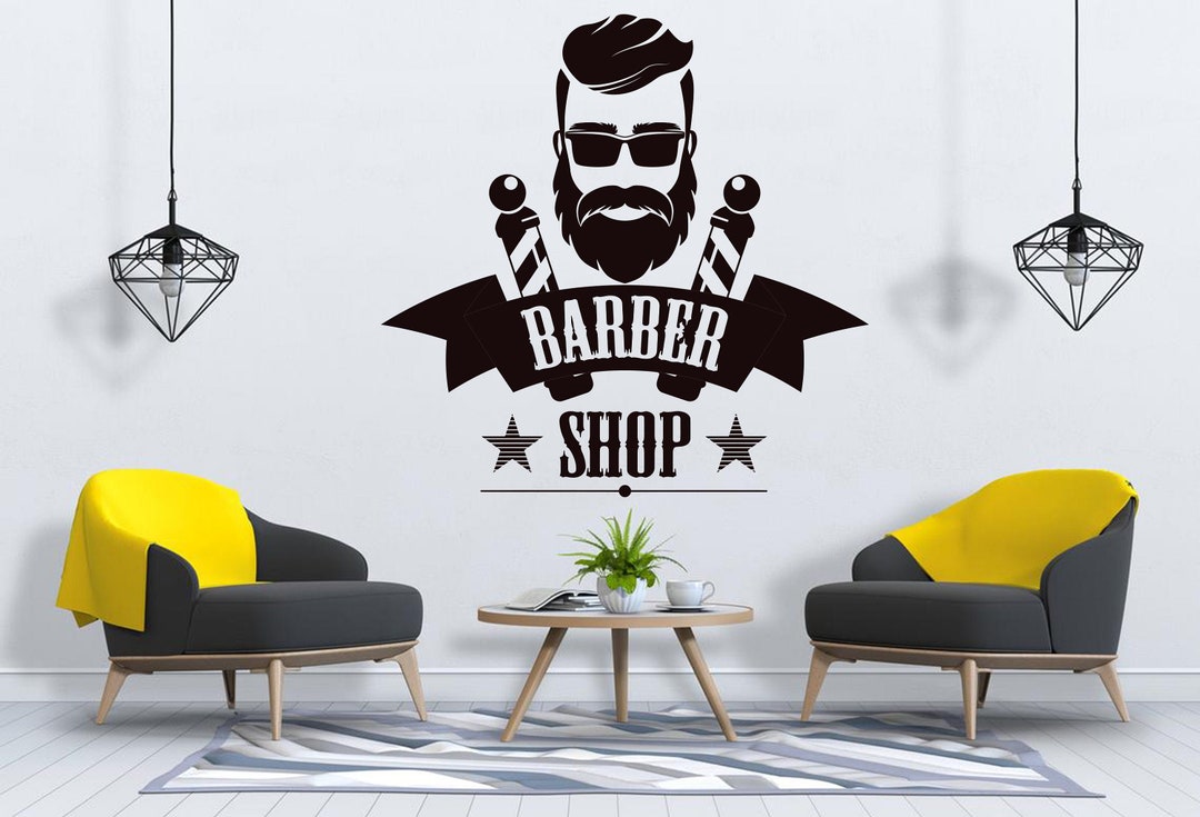 Barber Shop Vinyl Decal Hairdressing Man Salon Wall Vinyl Sticker ...