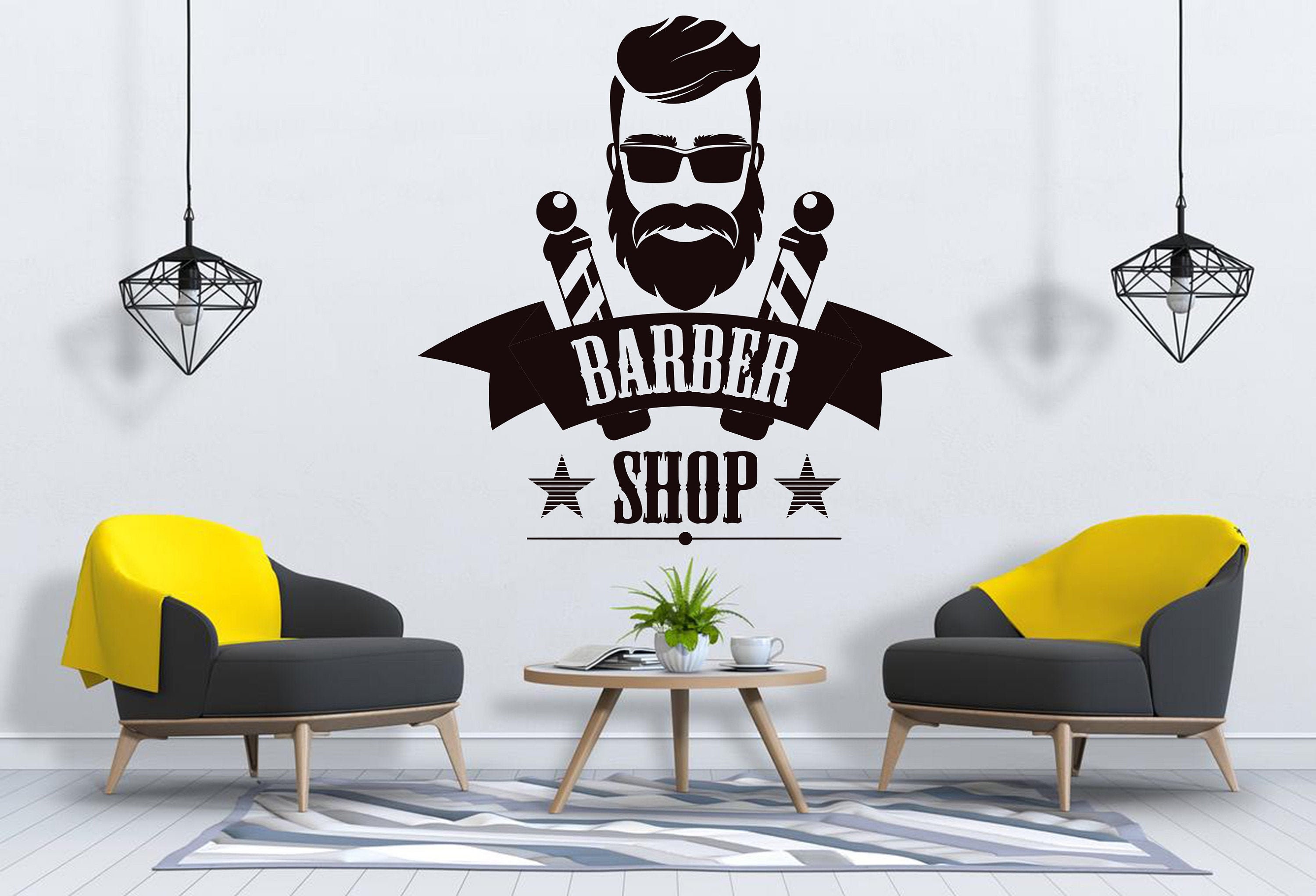 Barber Shop Vinyl Decal Hairdressing Man Salon Wall Vinyl - Etsy