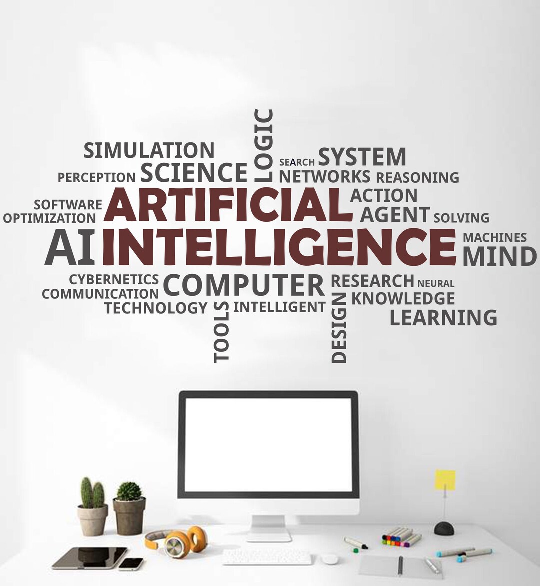 Artificial Intelligence Decal, Technology Vinyl Wall Art Decals, AI ...